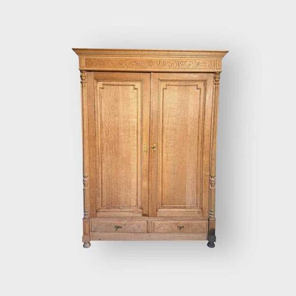 Antique French Oak Large 2 Door Armoire Breakdown Wardrobe For Easy ...