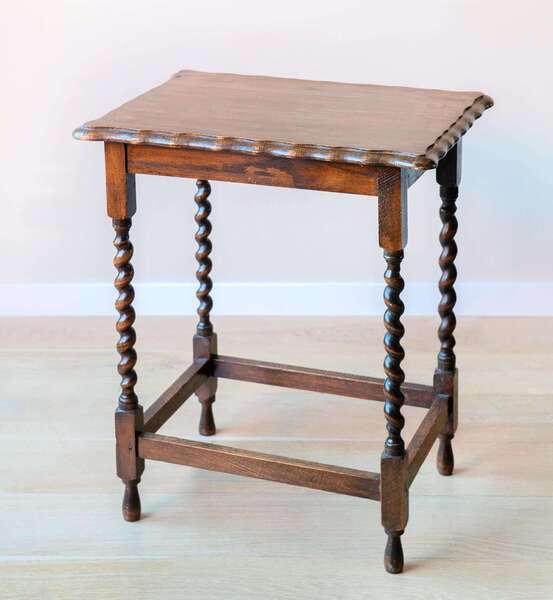 Antique Oak Barley Twist Side Table – Victorian Occasional Table With ...