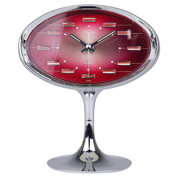 Pink & Chrome Space Age Table Desk Alarm Clock, Tulip Base, Rhythm ...
