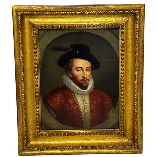 Oil Portrait Of Sir Walter Raleigh In The Manner Of Hans Holbein The ...