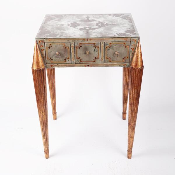 Venetian Mirrored Art Deco Side Table | Vinterior