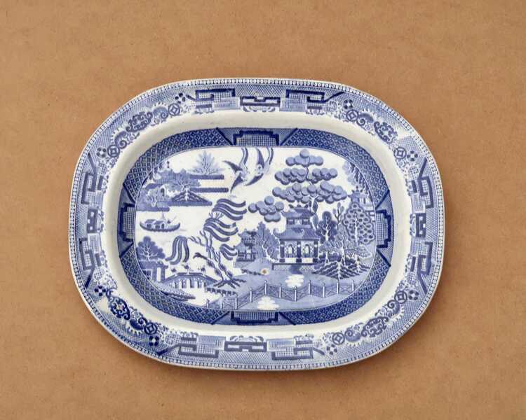 Antique English White And Blue Earthenware Meat Platter, Asian Decor ...