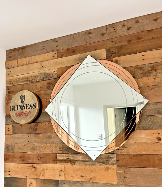 Huge 34" Beautiful 1930's Art Deco Flower Shaped Over Mantel Mirror ...