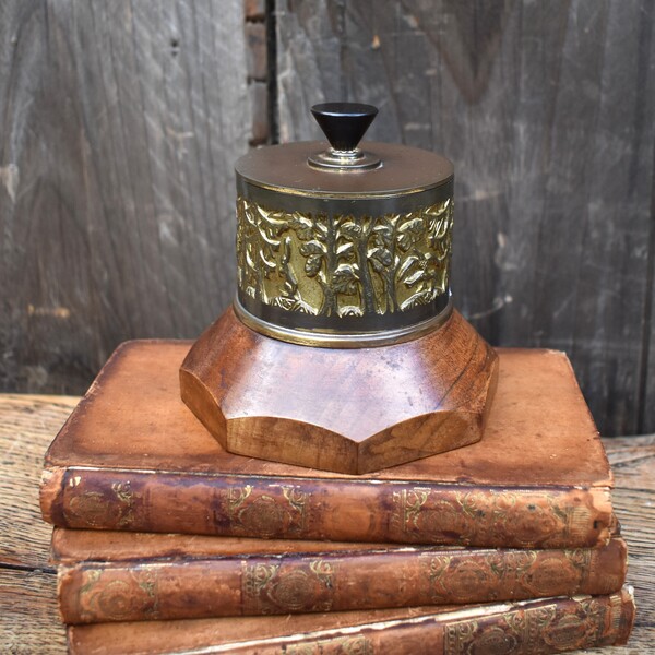 Antique Hermann Haller (1880 1950) Swiss Brass Repousse Wooden Lidded ...