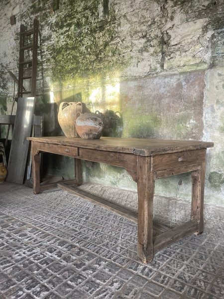 19th C. Antique French Rustic Oak Farmhouse Table For 8 People | Vinterior