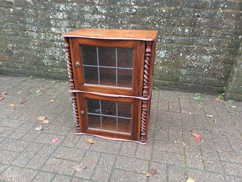Antique 1910s Leaded Glass Display Cupboard Early 20th Century Cabinet ...