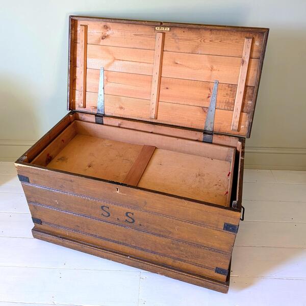 An Antique Painted Pine Chest Or Blanket Box In Original 'Faux Wood ...