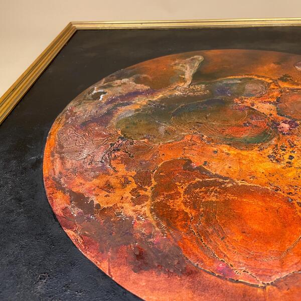 Vintage Abstract Painting Framed Planet Circle Space Modernist Acrylic ...