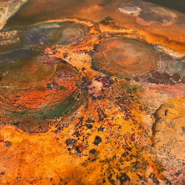 Vintage Abstract Painting Framed Planet Circle Space Modernist Acrylic ...