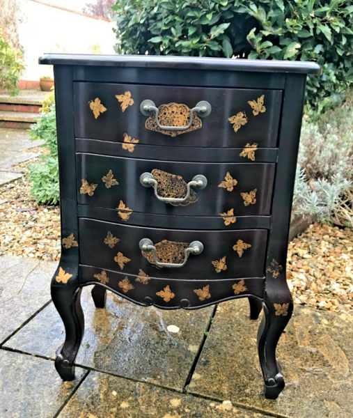 Hand Finished Louis XV Style Lacquered Bedside Cabinet Chest | Vinterior