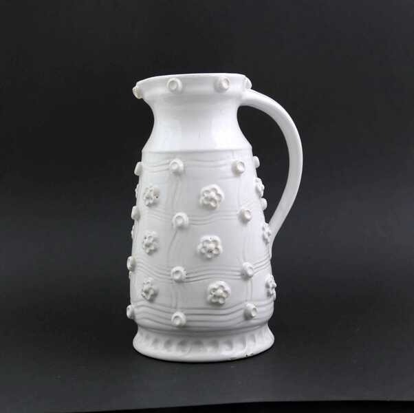 Vintage French Emile Tessier White Glazed Earthenware Pitcher Retro ...