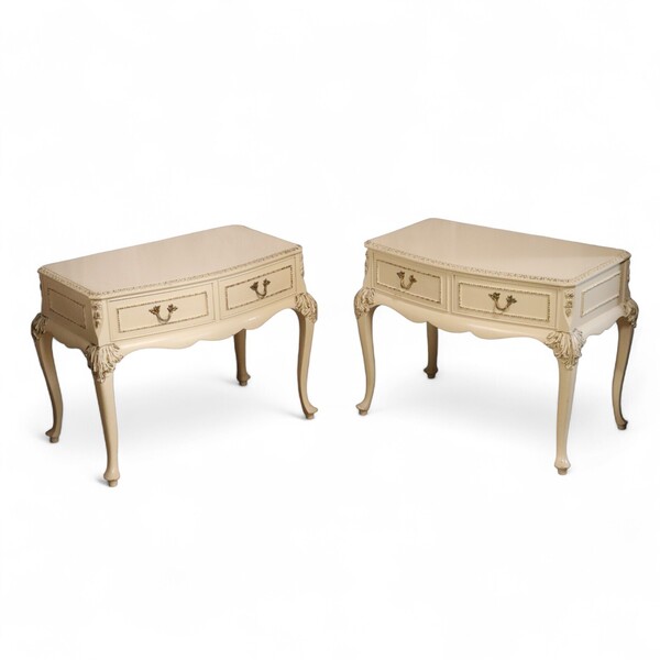 Vintage Pair Of Cream French Louis XV Style Low Bedside Tables ...