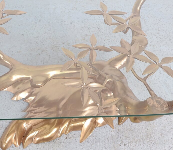 Brass And Glass Bonsai Coffee Table Attributed To Willy Daro, 1970s ...