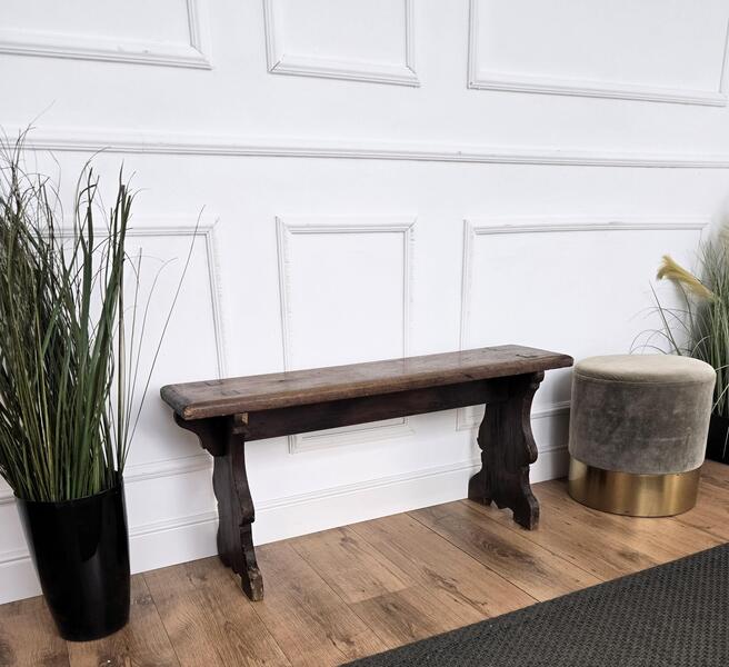 Primitive Rustic Minimal Italian Antique Wooden Bench Side Table | Vinterior