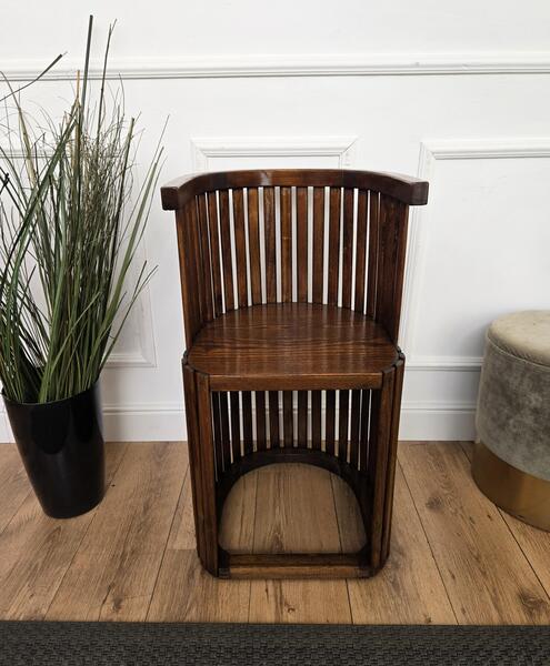 Mid Century Modern Italian Barrel Walnut Wood Side Lounge Chair | Vinterior