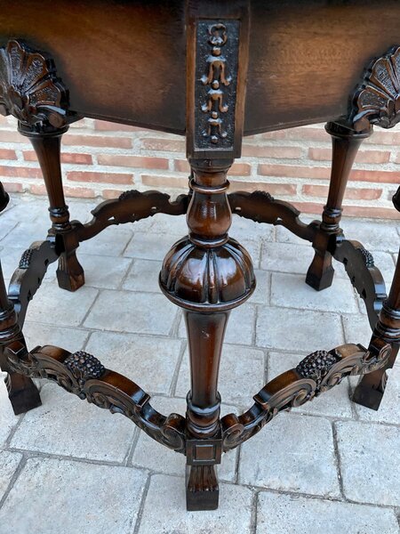 Antique Hexagonal Walnut Table | Vinterior