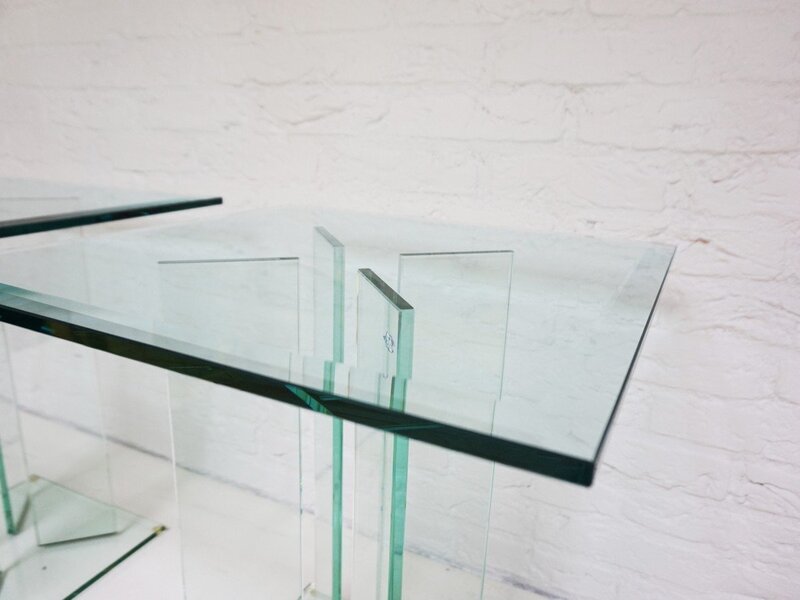 Mid Century Modern Art Glass Side Tables By Tg Design, 1970s, Set Of 2 ...