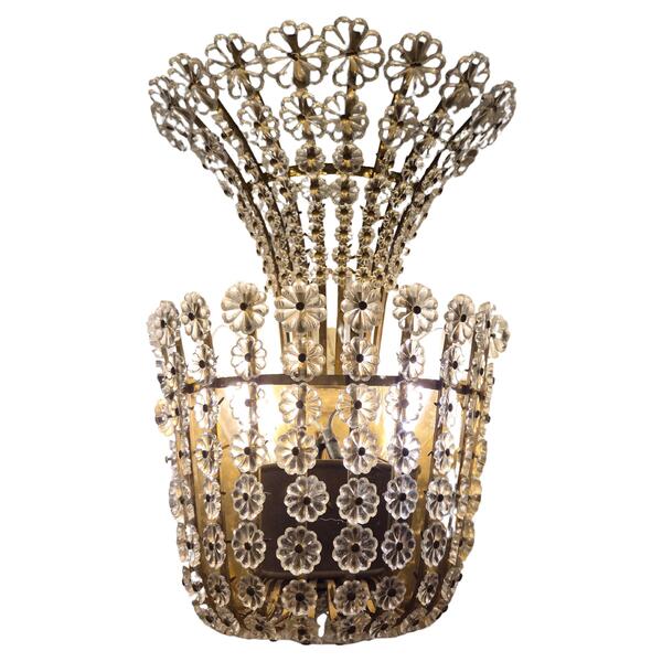 Beautiful Wall Light In Brass With Flower Decor, Swedish Modern 1950s ...