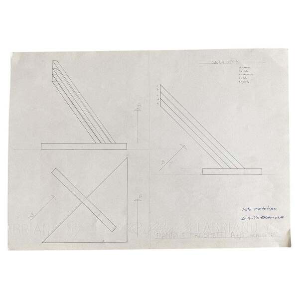 1973 Italy Edival Ramosa Pencil Drawing On Paper Multicolor Floor Lamp ...