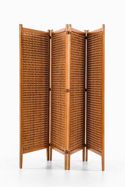 Very Rare Folding Screen / Room Divider In Pine With Suede Strings ...