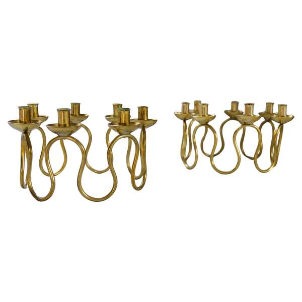 Art Deco Candlesticks In Brass By Lars Holmström In Arvika, Sweden ...