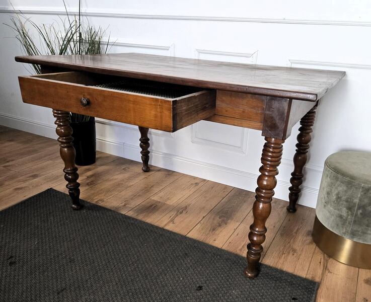 Italian Antique Solid Walnut Rustic Dining Table Writing Desk Kitchen ...