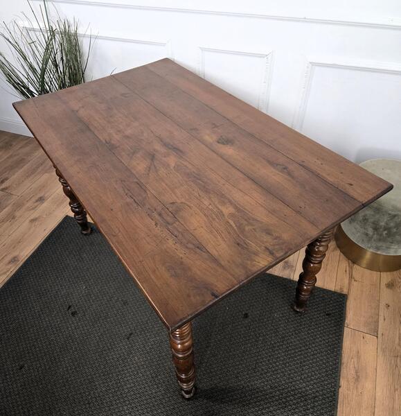 Italian Antique Solid Walnut Rustic Dining Table Writing Desk Kitchen ...