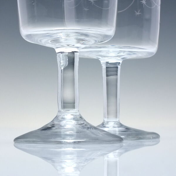 Pair Anglo Irish 18th Century Engraved Wine Glasses C1780 | Vinterior