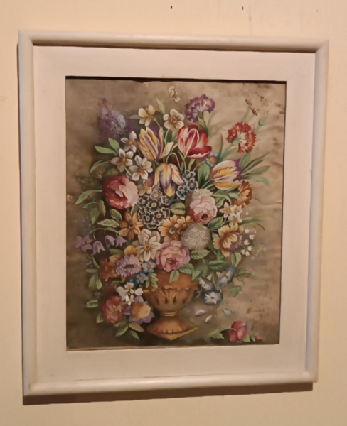 Antique Watercolor On Fine Paper 700 Flower Vase Italian School | Vinterior