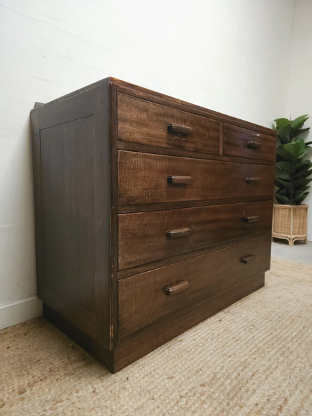 Mid Century Chest Of Drawers Vintage Oak 1950 Air Ministry Style Retro ...