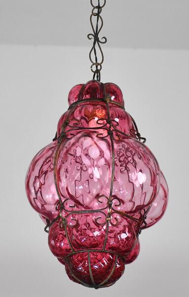 Wonderful Magenta Colour Venetian Lantern, Seguso Murano Glass, Italy ...