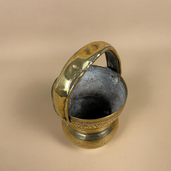Antique Brass Pot With Handle Mini Bucket Hand Engraved Indian Gold ...