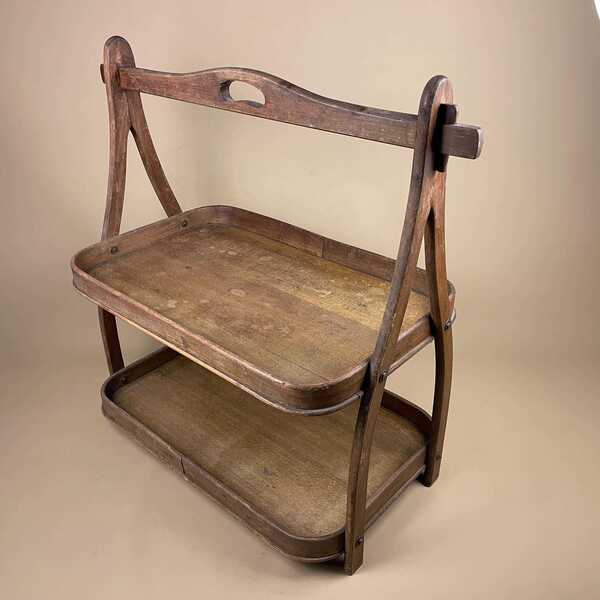 Antique Wooden 2 Tier Tray Rectangle Wood Tray Stand Handmade Display ...