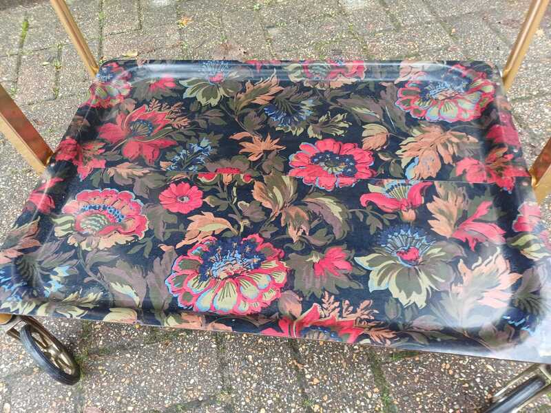 Vintage 1970s Kitsch Retro Folding Drinks Trolley Bar Cart Floral ...
