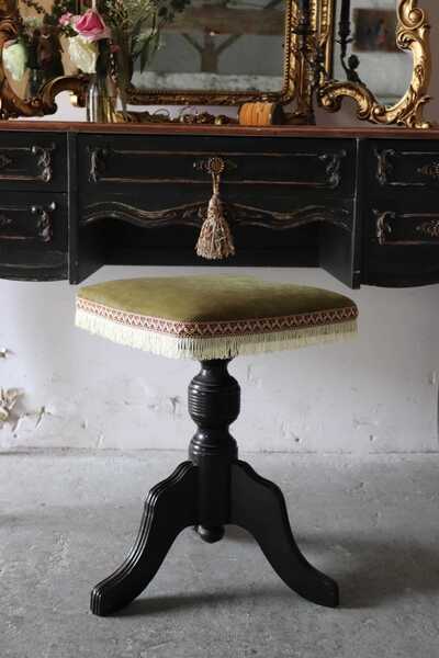 Pretty Adjustable Height Dressing Table Stool With Black Base, Olive ...