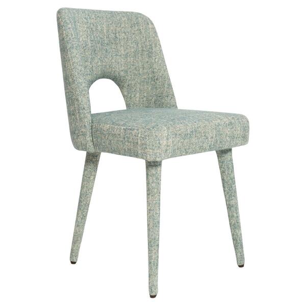 Mid Century Shell Chair In Blue Linen Fabric Arsene By Pierre Frey ...