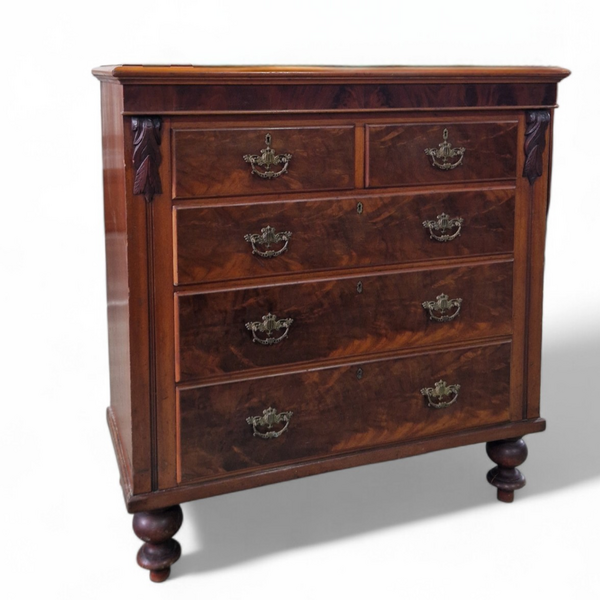Large Victorian Mahogany Chest Antique 2 Over 3 Drawers Ornate Handles ...