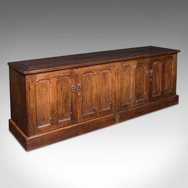 Large Antique Dresser Base, English, Oak, Gothic Revival, Window Seat ...