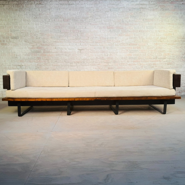 Very Long Mid Century Inspired Rustic 4 Seater Sofa | Vinterior