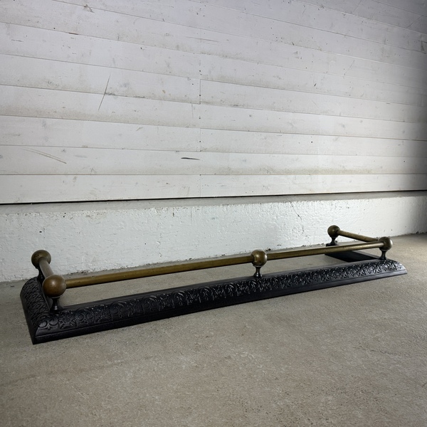 Victorian Cast Iron And Brass Fireplace Fender | Vinterior