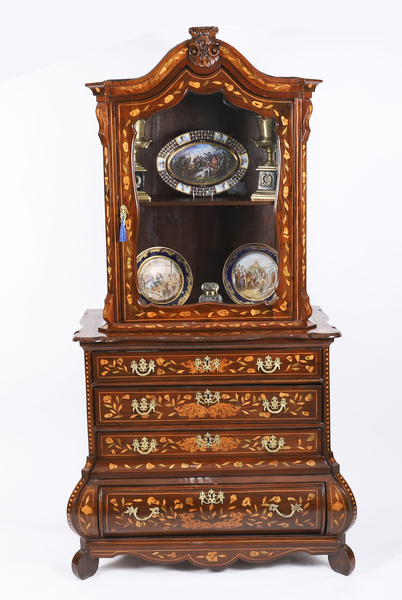 Antique Dutch Marquetry Walnut Cabinet 18th Century | Vinterior
