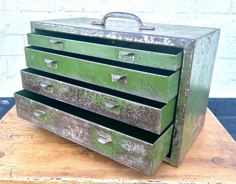 Metal Green Four Drawers Engineers Tool Cabinet Industrial Antique ...