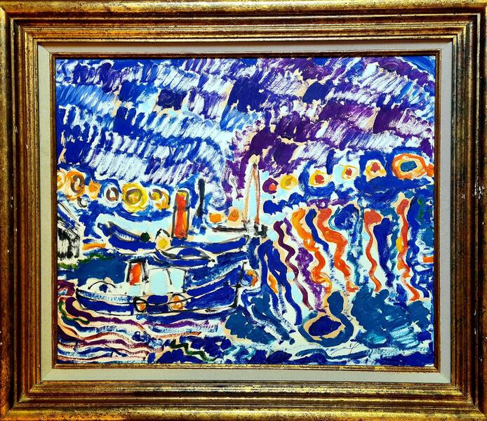 La Mer à Cassis, Expressionist Oil On Paper, Late 20th Century, By ...