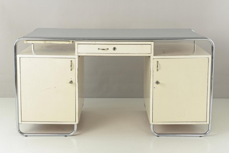 Large Vintage German Steel Tube Desk, 1950 | Vinterior