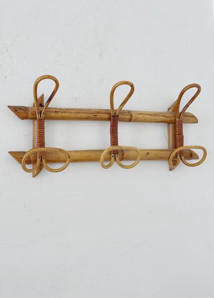 Bamboo And Rattan Wall Coat Rack, 1970s | Vinterior