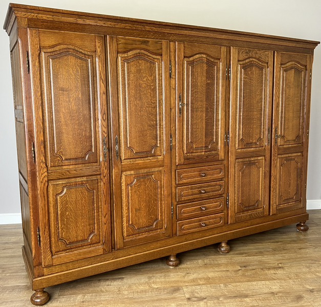 Wardrobe Vintage French Style Five Door Oak Carved Armoire Cabinet Lot ...