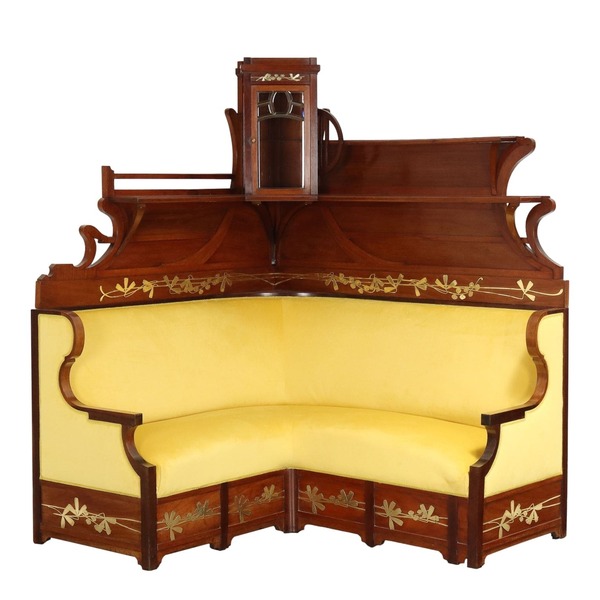 Corner Sofa Art Nouveau Mahogany Oak XIX Century | Vinterior