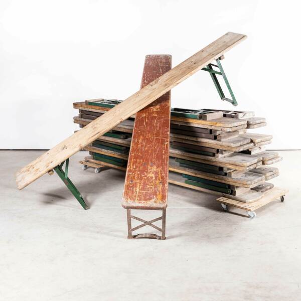 1950's Ex Army Large French Folding Benches | Vinterior