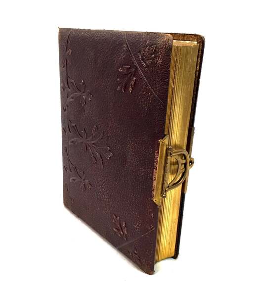 Antique 19th Century Victorian Brown Leather Bound & Brass Photo Album ...