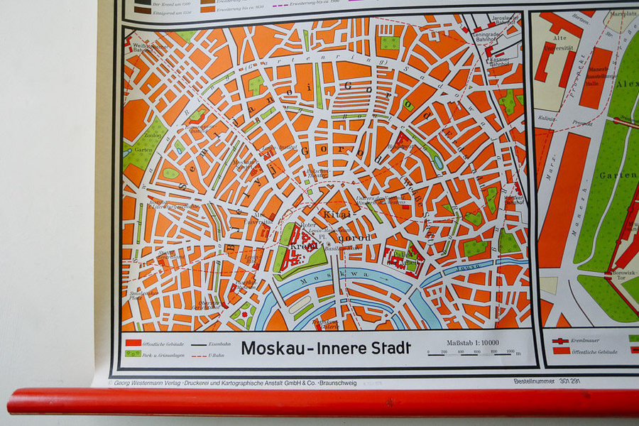 Original Huge Vintage German Educational School Wall Chart Moscow ...